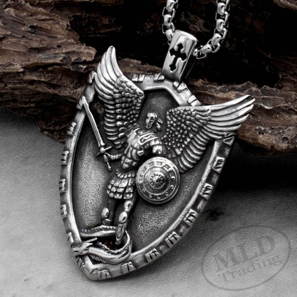 Accessories | Archangel Angel Saint St Michael Shield Cross Stainless ...
